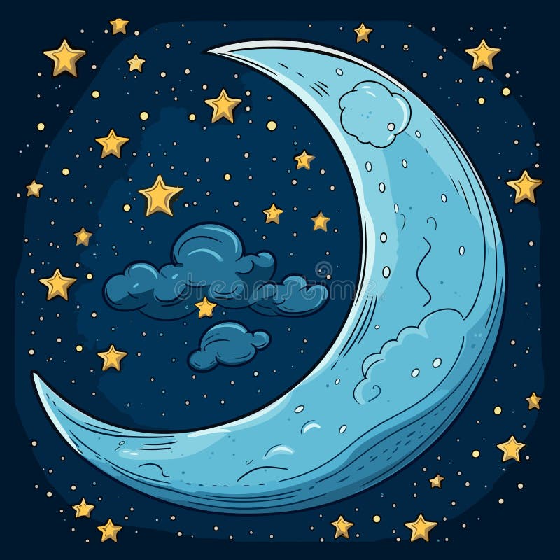Moon Hand-drawn Comic Illustration. Moon. Vector Doodle Style Cartoon ...