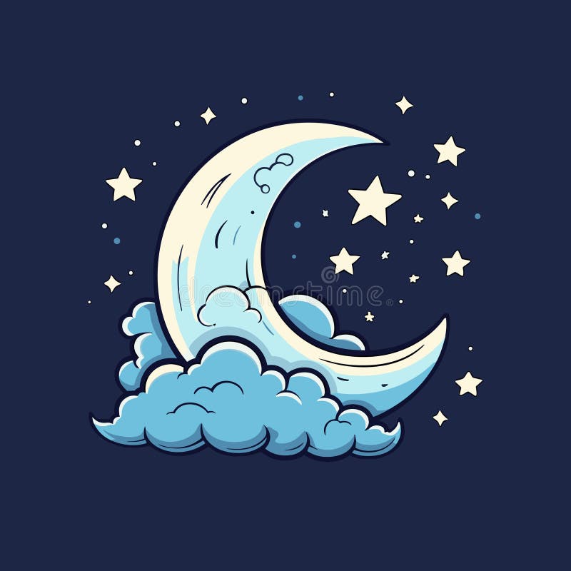 Moon Hand-drawn Comic Illustration. Moon. Vector Doodle Style Cartoon ...