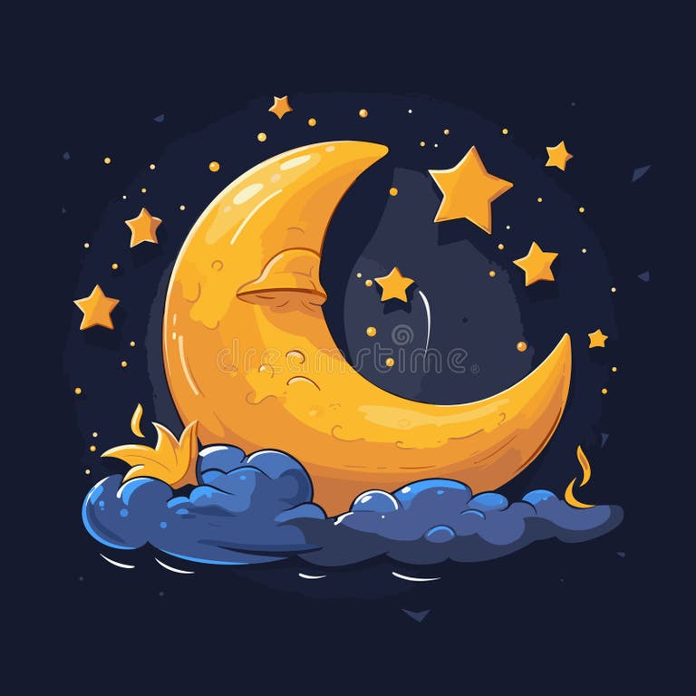 Moon Hand-drawn Comic Illustration. Moon. Vector Doodle Style Cartoon ...
