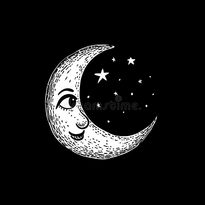 Moon Hand-drawn Comic Illustration. Moon. Vector Doodle Style Cartoon ...