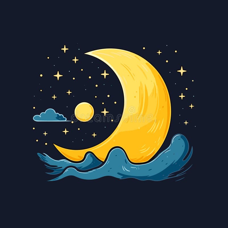 Moon Hand-drawn Comic Illustration. Moon. Vector Doodle Style Cartoon ...