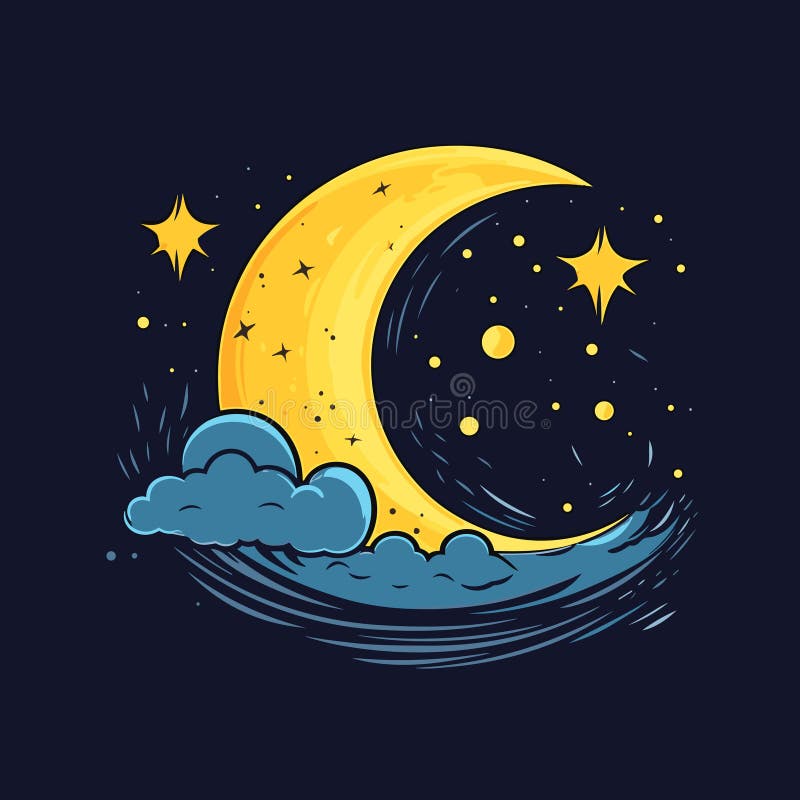 Moon Hand-drawn Comic Illustration. Moon. Vector Doodle Style Cartoon ...