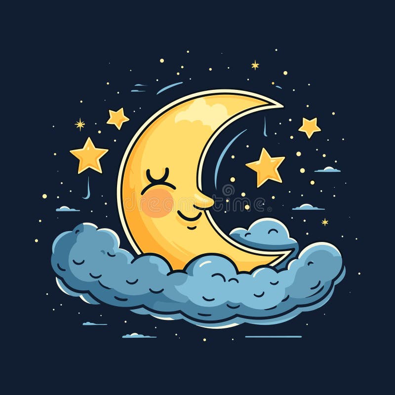 Moon Hand-drawn Comic Illustration. Moon. Vector Doodle Style Cartoon ...