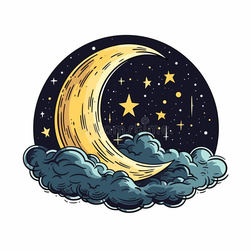 Moon Hand-drawn Comic Illustration. Moon. Vector Doodle Style Cartoon ...