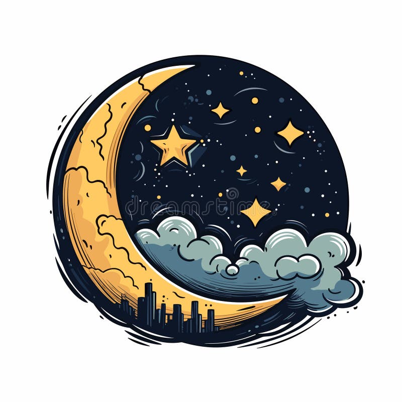 Moon Hand-drawn Comic Illustration. Moon. Vector Doodle Style Cartoon ...