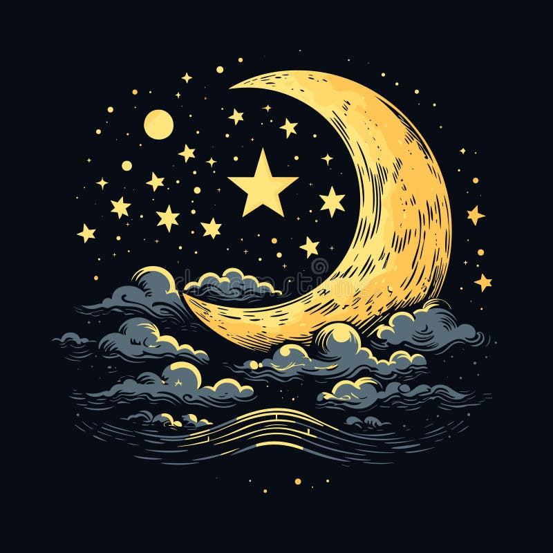 Moon Hand-drawn Comic Illustration. Moon. Vector Doodle Style Cartoon ...