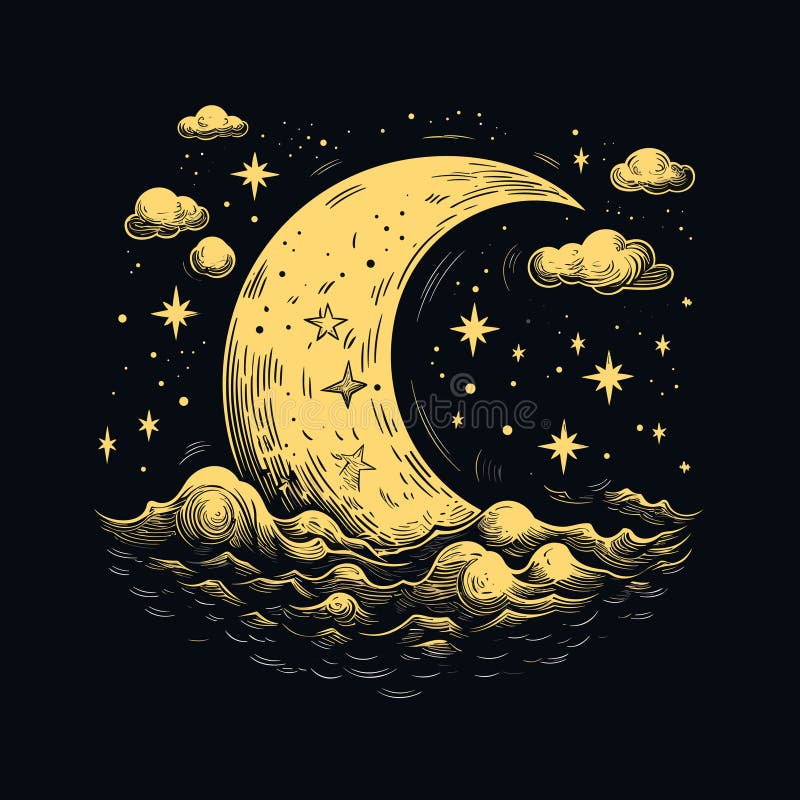 Moon Hand-drawn Comic Illustration. Moon. Vector Doodle Style Cartoon ...