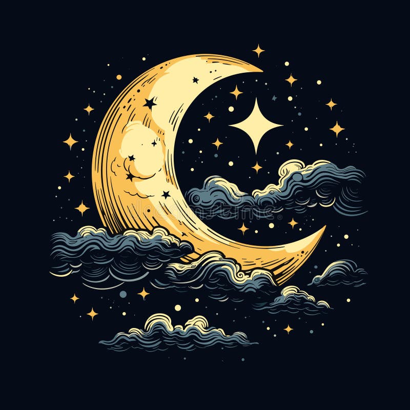 Moon Hand-drawn Comic Illustration. Moon. Vector Doodle Style Cartoon ...