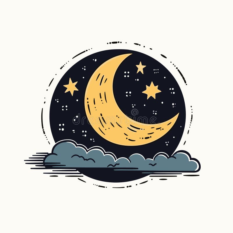 Moon Hand-drawn Comic Illustration. Moon. Vector Doodle Style Cartoon ...