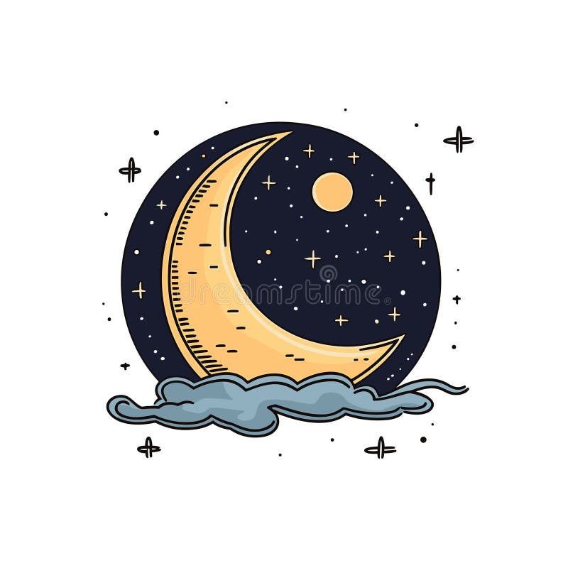Moon Hand-drawn Comic Illustration. Moon. Vector Doodle Style Cartoon ...