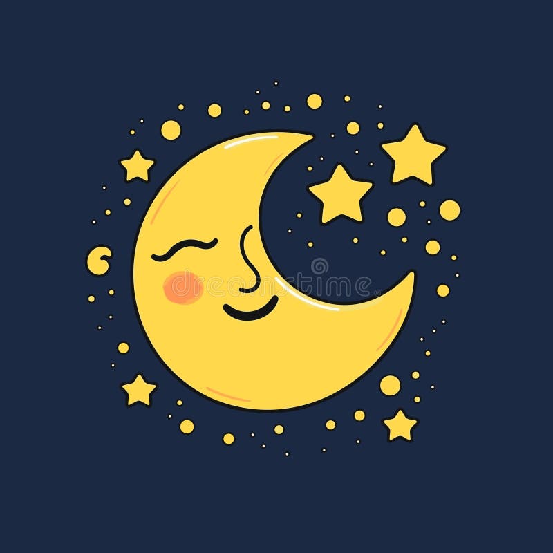 Moon Hand-drawn Comic Illustration. Moon. Vector Doodle Style Cartoon ...