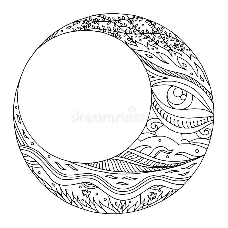 Moon Hand Drawn Vector Zentangle Illustration Design Stock Vector ...