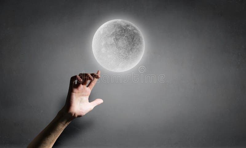 Moon in hand stock image. Image of showing, moonlight - 96549757