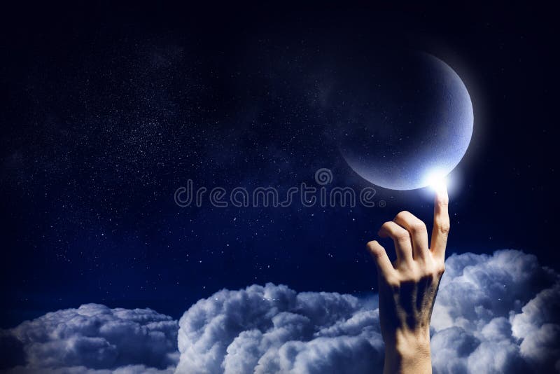 Moon in hand stock photo. Image of finger, gift, astronomy - 96610828