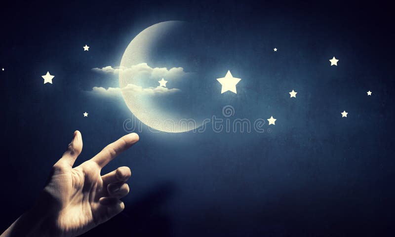 Moon in hand stock photo. Image of hold, gesture, touch - 96724954