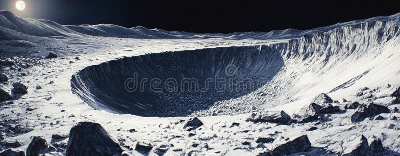 Moon Surface Crater, Drawing Sketch Hyper Realistic Stock Illustration ...