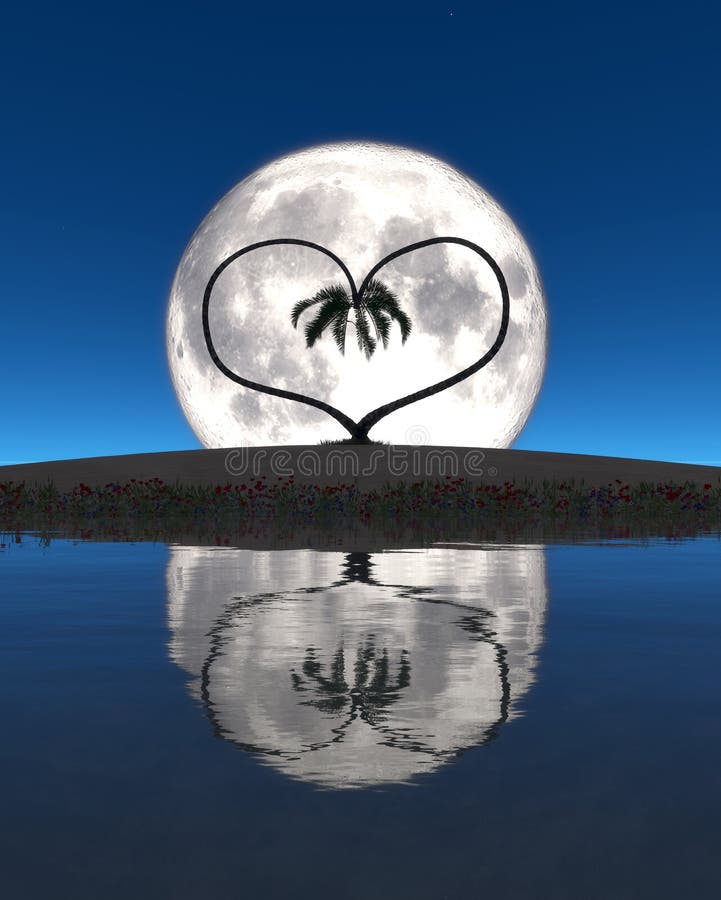 Moon and heart stock illustration. Illustration of night - 58429034