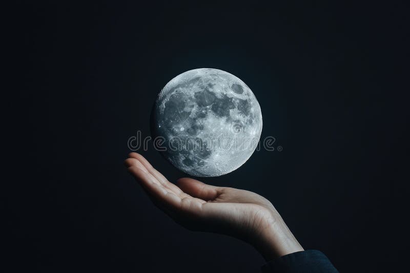Moon in Hand stock illustration. Illustration of lunar - 387231477
