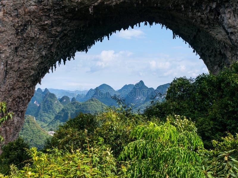 Moon hill near Yangshuo stock image. Image of asian, geology - 32483643