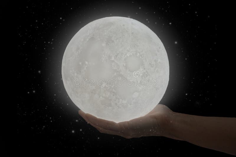 The Moon Hold by a Human Hand. Stock Image - Image of business ...