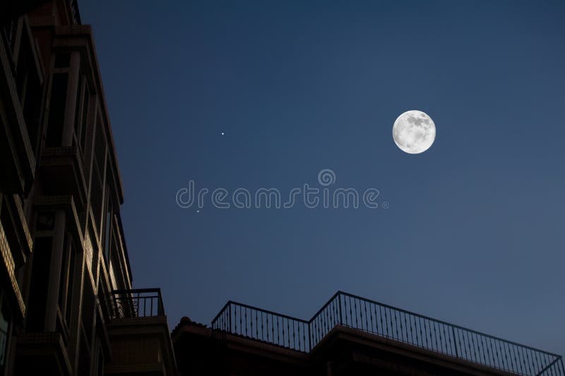 Moon and house roof stock photo. Image of sphere, tropical - 47182568