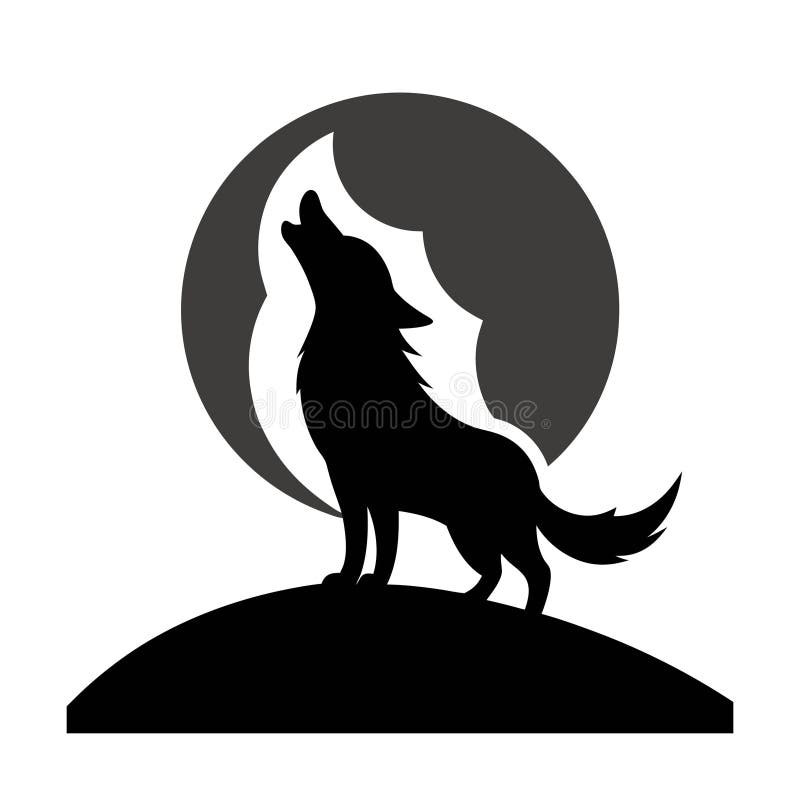 Moon Howling Wolf Pup Silhouette Stock Vector - Illustration of mystic ...