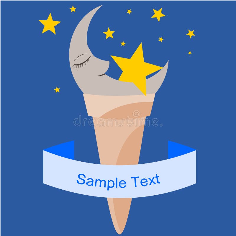 Moon in the ice cream cone stock illustration. Illustration of lullaby ...