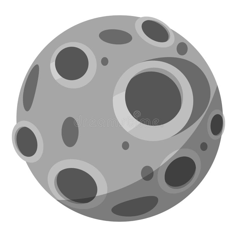 Moon Icon, Gray Monochrome Style Stock Illustration - Illustration of ...