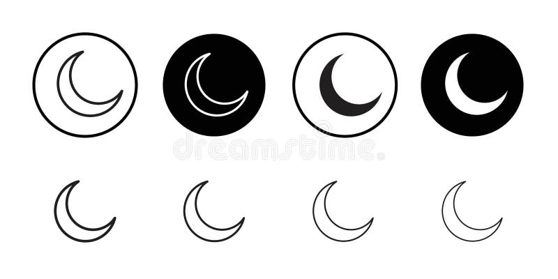 Moon Icon Isolated Flat Vector in Outline Stock Vector - Illustration ...