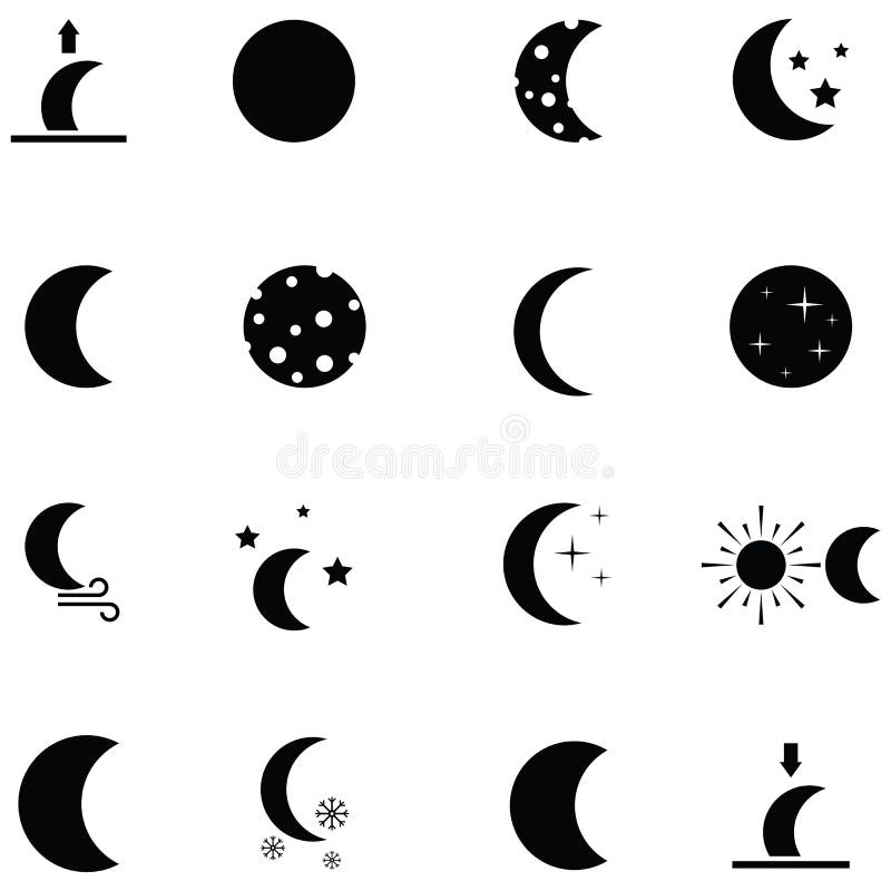 Moon icon set stock vector. Illustration of light, simple - 107350584