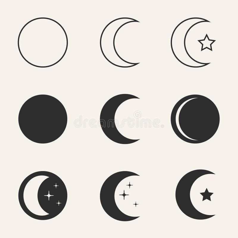 Moon Icon Set Design Bundle Vector Collection Stock Vector ...