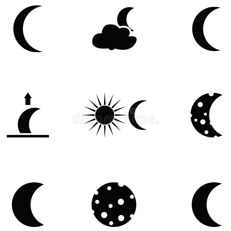 Moon icon set stock illustration. Illustration of simple - 107799964