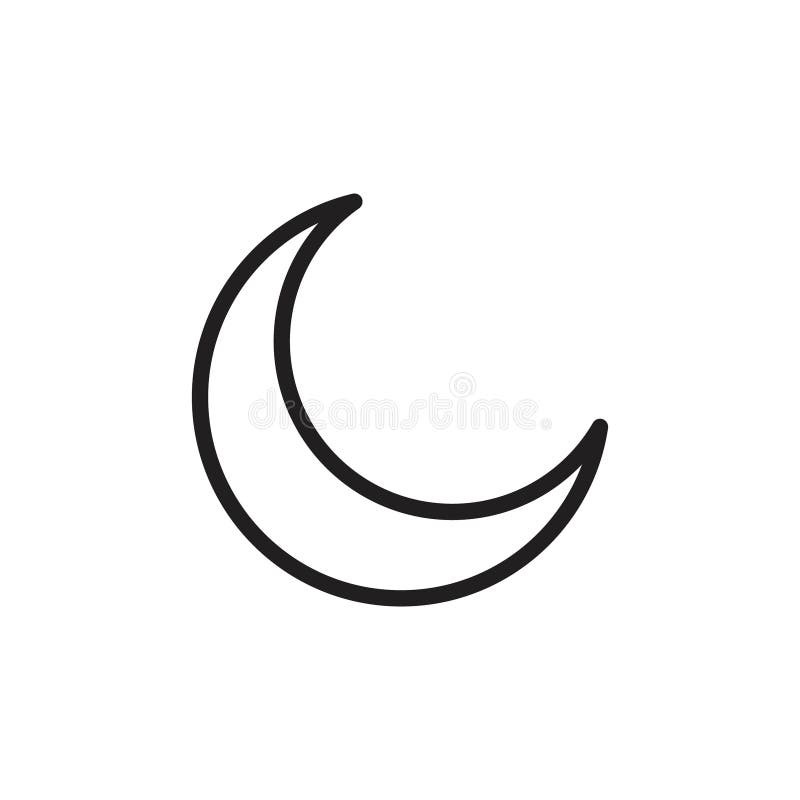 Moon Icon Thin Line Flat Illustration Stock Illustration - Illustration ...