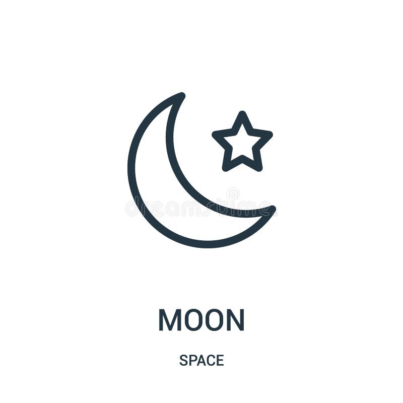 Moon Icon Vector from Space Collection. Thin Line Moon Outline Icon ...