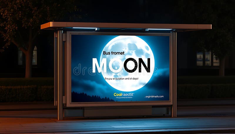 "MOON" Illuminated Sign, Night Advertising, Urban Light Display ...