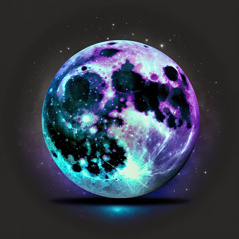 A Purple-hued Moon in the Night Sky Stock Illustration - Illustration ...