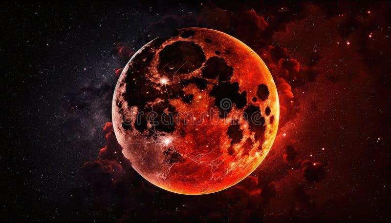 The Beauty of the Rising Red Moon Stock Illustration - Illustration of ...