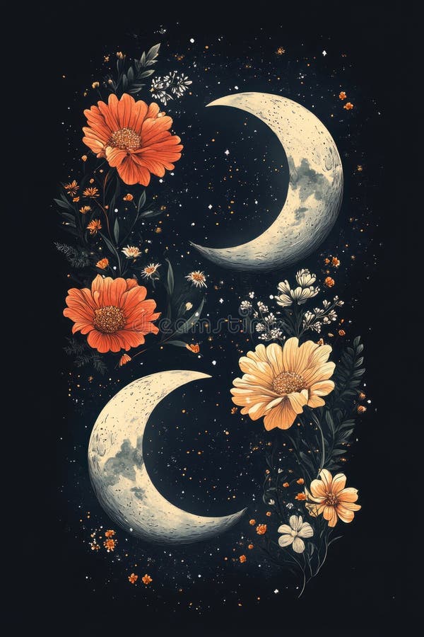 Moon Illustrations, this Collection Features Four Unique Moon ...