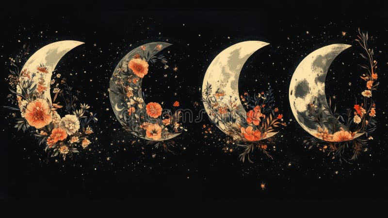 Moon Illustrations, this Collection Features Four Unique Moon ...