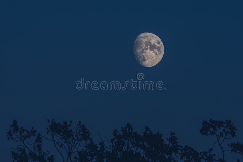 Moon Isolated in Dark Night Sky without Visible Stars Stock Photo ...