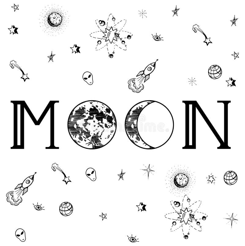 Moon label composition stock vector. Illustration of moon - 95401740