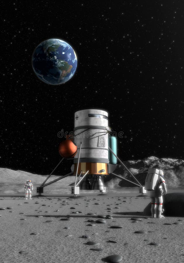 Moon lander stock illustration. Illustration of landing - 12519573