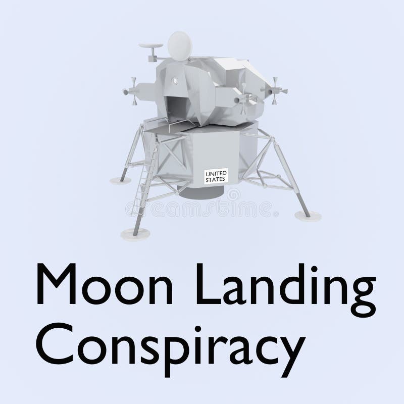 Moon Landing Conspiracy Concept Stock Illustration - Illustration of ...