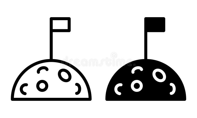 Moon Landing Icon with Outline and Glyph Style. Stock Vector ...