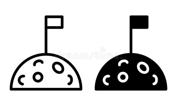 Moon Landing Icon with Outline and Glyph Style. Stock Vector ...