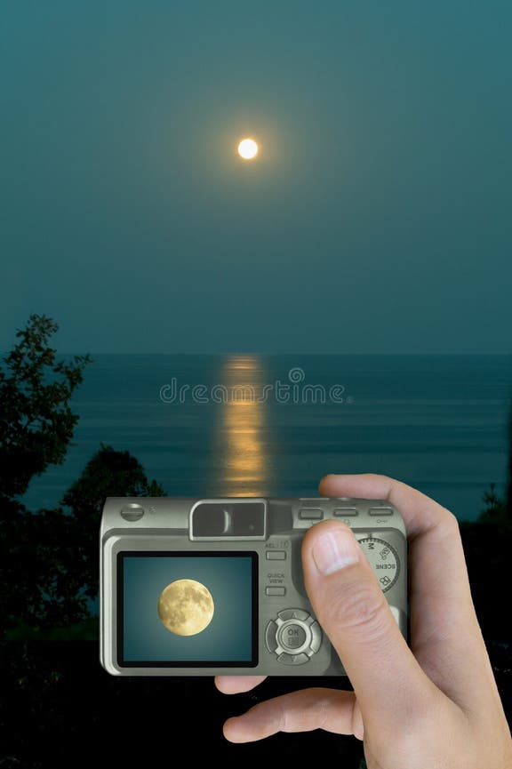 Moon on LCD stock photo. Image of hand, digital, moonlight - 1598980