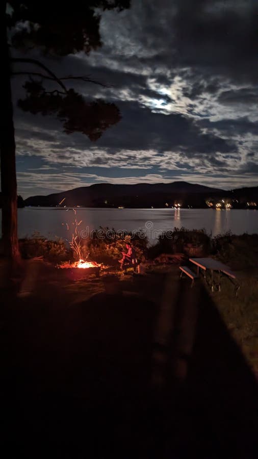 Moon Light near the fire stock image. Image of sunset - 289252097