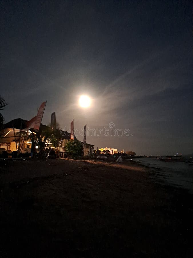 Moon Light Shadow at the Beach Stock Photo - Image of beach, night ...