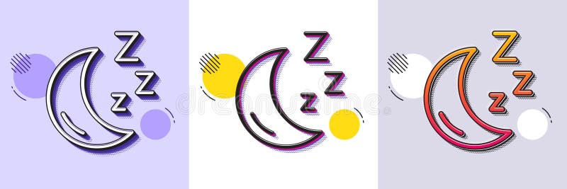 Moon Line Icon. Sleep Zzz Sign. Halftone Dotted Pattern. Vector Stock ...