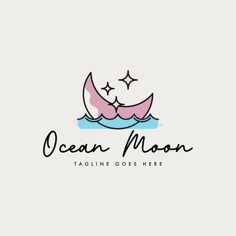 Ocean Moon Logo Design Concept for Business Identity Template Stock ...